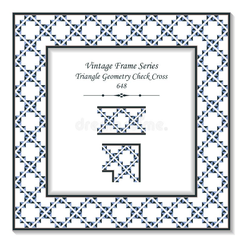 Vintage Square 3D Frame Triangle Geometry Check Cross Stock Vector ...