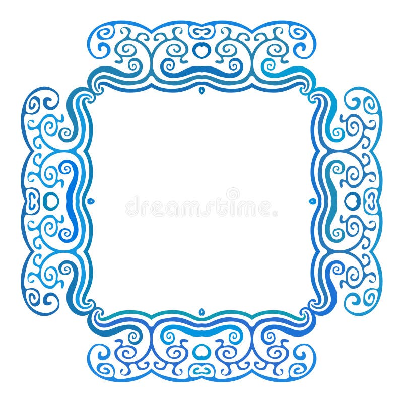 Vintage Square Frame with Blue Waves, Vector Stock Vector ...
