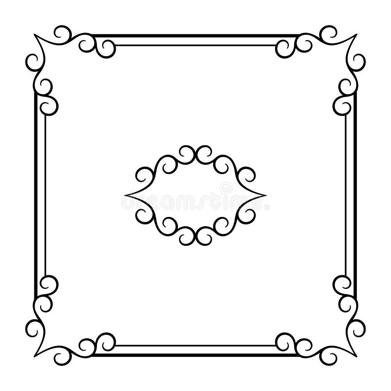 Square Calligraphic Frame in Retro Style on White Stock Vector ...