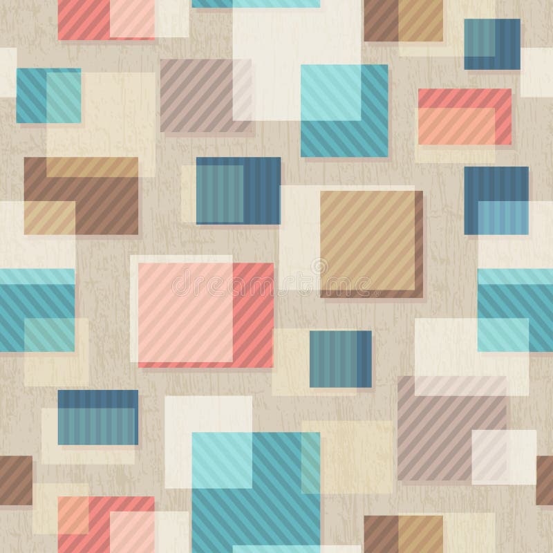 Vintage Square Seamless Pattern with Grunge Effect Stock Illustration ...