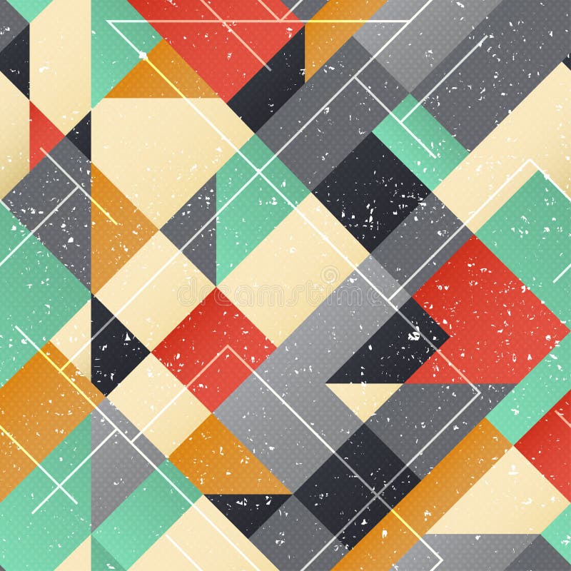 Vintage Square Seamless Pattern with Grunge Effect Stock Vector ...