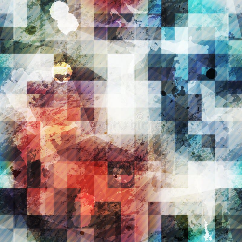 Vintage Square Seamless Pattern with Grunge Effect Stock Vector ...