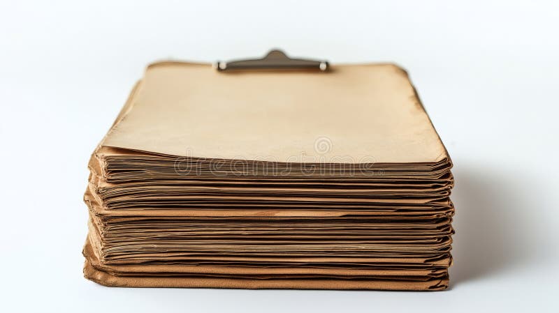 Vintage Stack of Aged Documents on Clipboard Stock Illustration ...