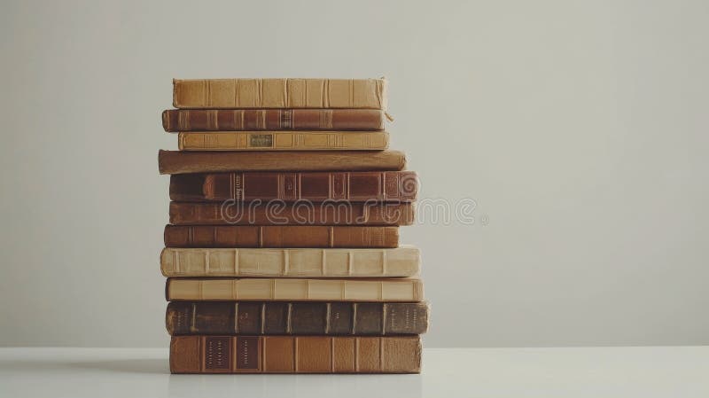 Vintage Stack of Books with Unique Covers on a Neutral Background Stock ...
