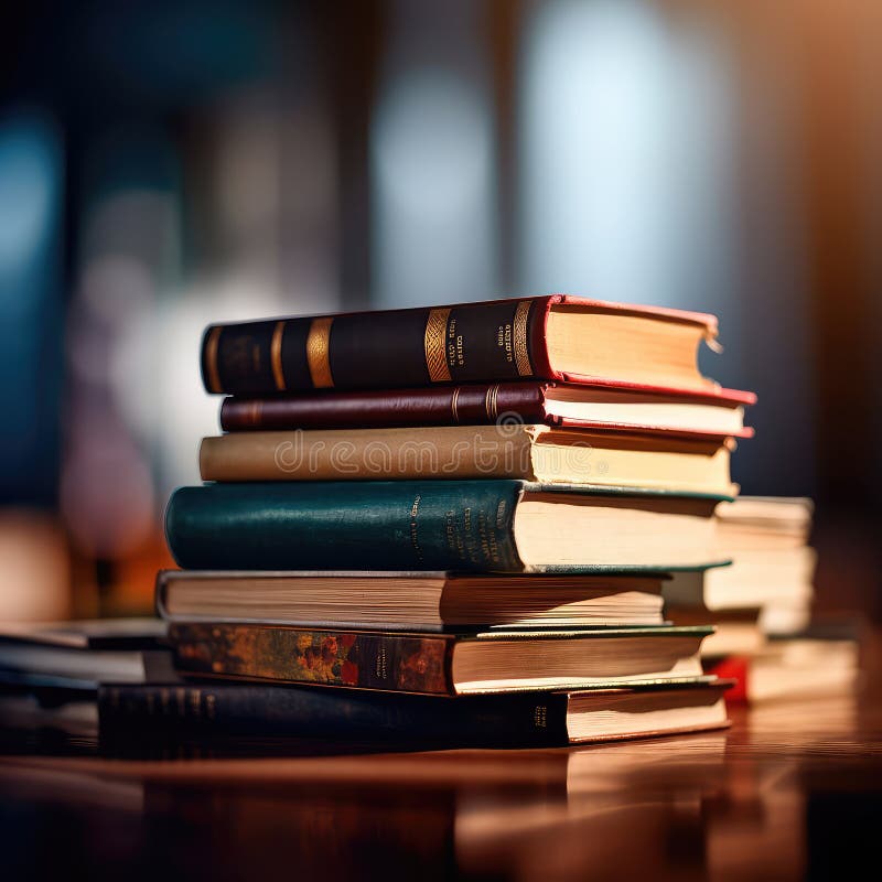 Vintage Stack of Old Books on a Wooden Table. Generative AI Stock ...