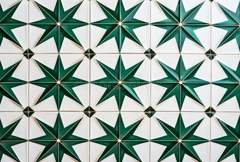 Vintage Green Star Tile Pattern Boho Style Stock Illustration ...