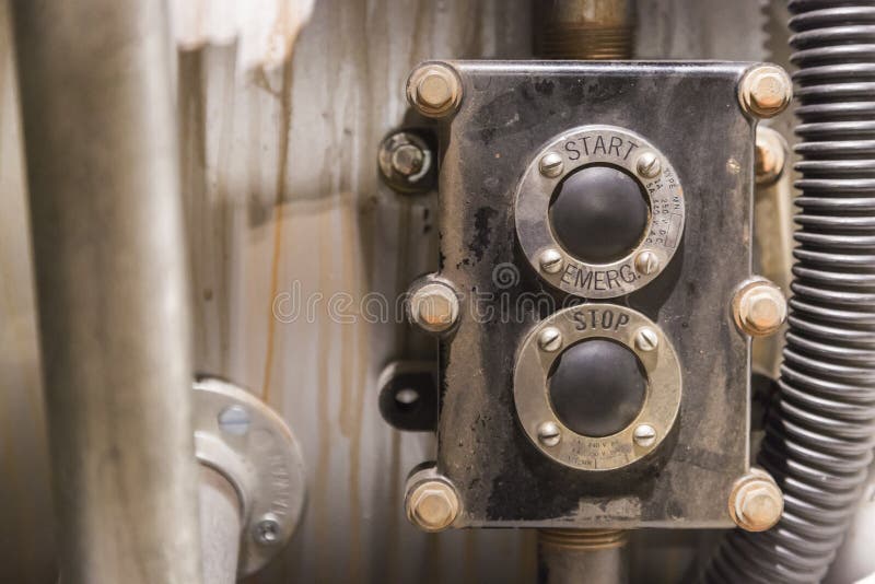 Vintage Start and Stop Power Buttons Stock Photo - Image of metal ...