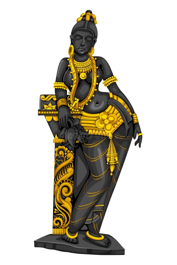 Vintage Statue of Indian Female Sculpture Engraved on Stone Stock ...