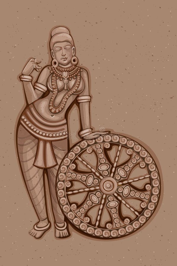 Vintage Statue of Indian Female Sculpture Stock Vector - Illustration ...