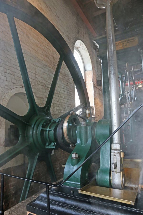 Vintage Steam Engine in a Mill Stock Photo - Image of indoors, working ...