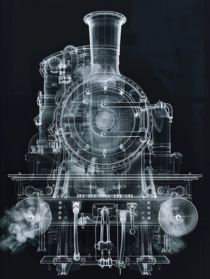 Vintage Steam Engine XRay Visualization a Vintage Steam Locomotive in ...