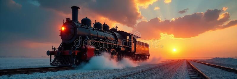 Vintage Steam Engine, Salty Spray, Fading Light, Shadow, Light, Sunset ...