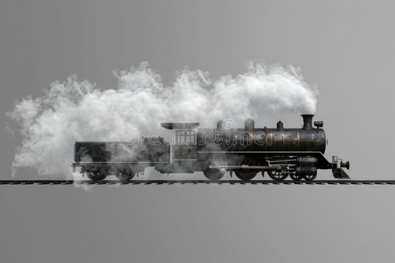 A Vintage Steam Engine Train Chugging Along the Railroad Tracks Stock ...
