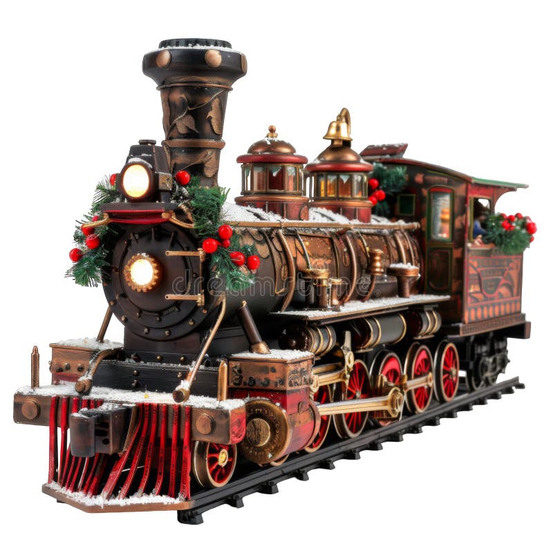 Vintage Steam Engine Train Decorated for Christmas Stock Image ...