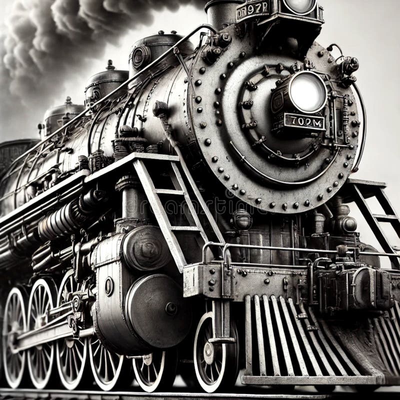 Vintage Steam Locomotive with Billowing Smoke Stock Illustration ...