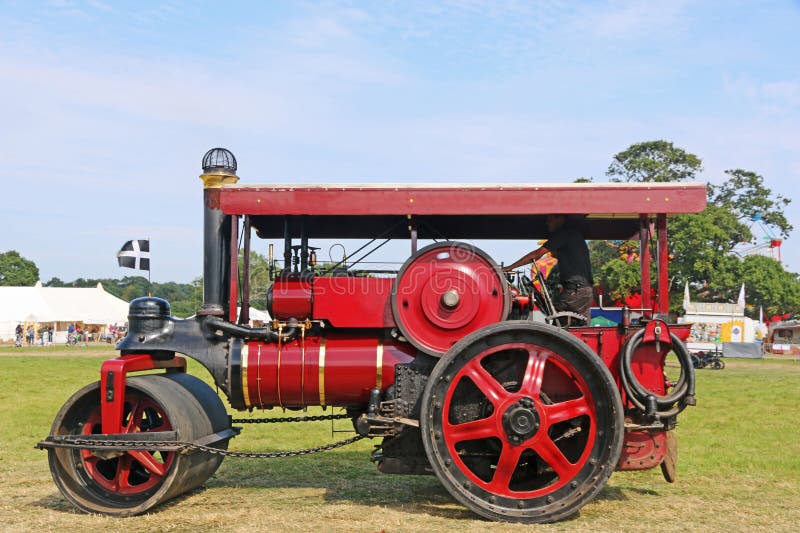 Vintage Steam Traction Engine in a Field Stock Image - Image of farming ...
