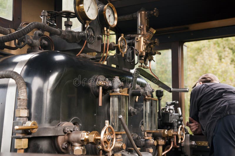 Vintage Steam Train Cab and Driver Stock Photo - Image of historic ...