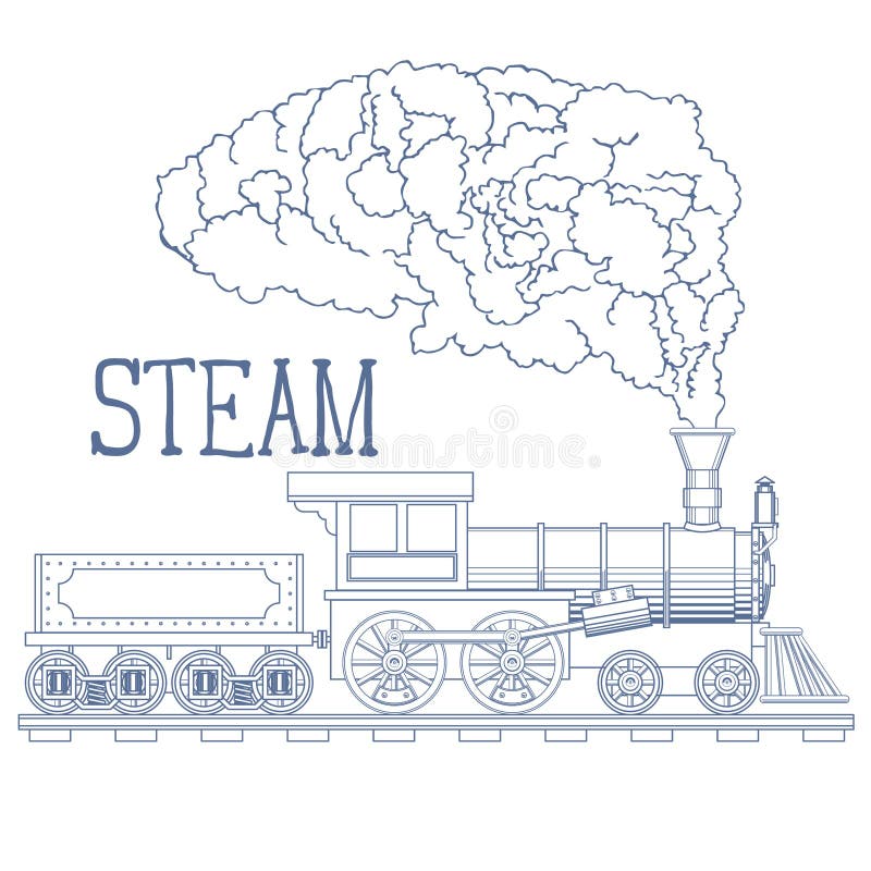 Steam Train Outline Stock Illustrations – 1,532 Steam Train Outline ...