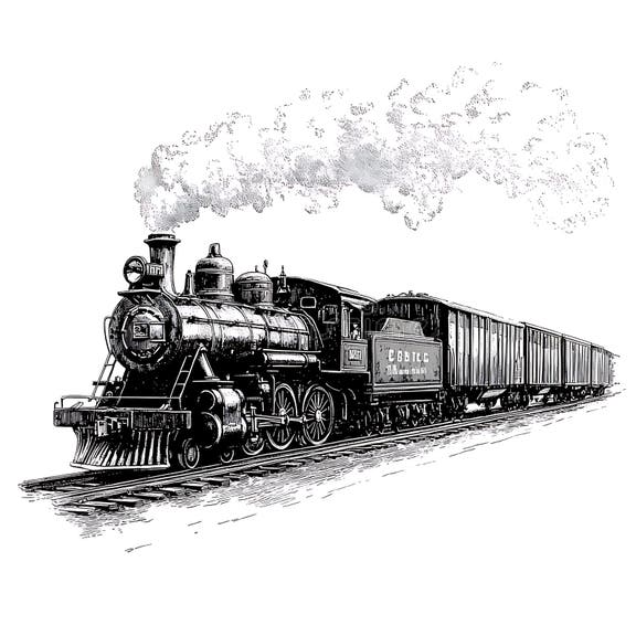 Vintage Steam Train Illustration Stock Illustration - Illustration of ...