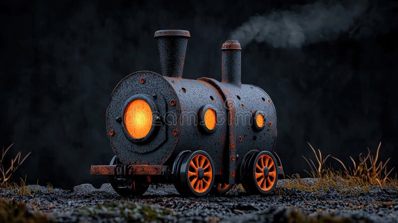 Vintage Steam Train Model on a Dark Background with Glowing Details ...