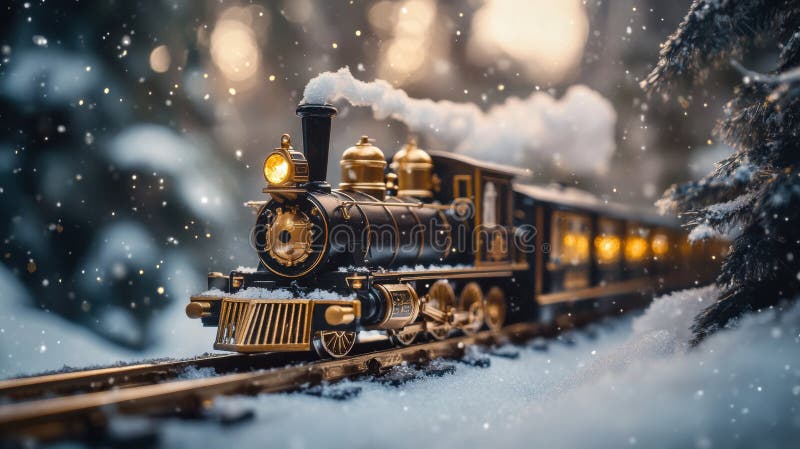 Vintage Steam Train Moving through a Winter Landscape with Snow Stock ...