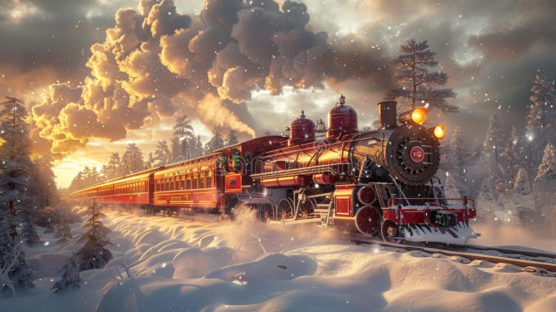 Vintage Steam Train in Winter Landscape - Generative Ai Stock ...