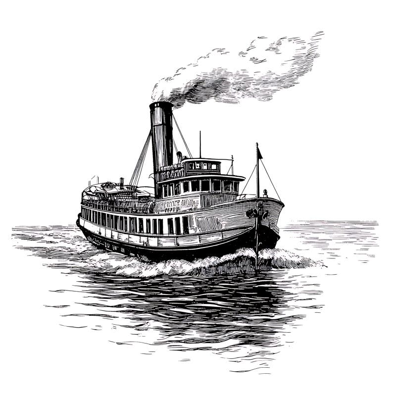 Steamboat Drawing Stock Illustrations – 523 Steamboat Drawing Stock ...