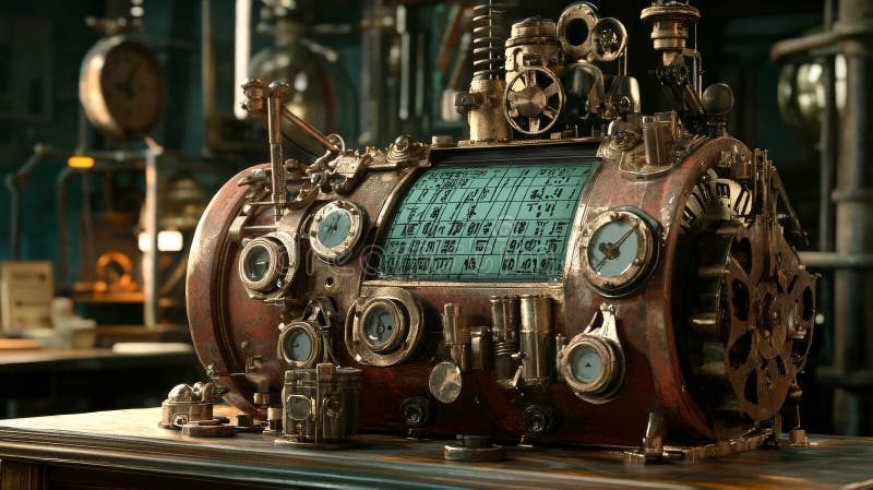 Vintage Steampunk Machine with Dials and Gauges Stock Image - Image of ...