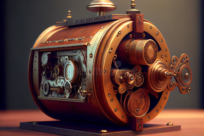 Vintage Steampunk Mechanism, Ai Illustration Stock Illustration ...