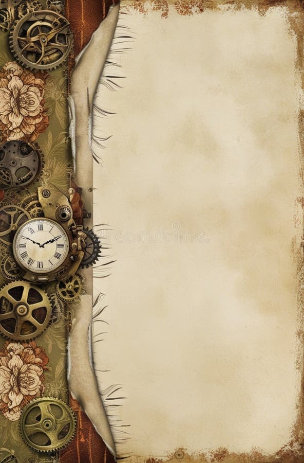 Vintage Steampunk Scrapbook Background with Victorian Floral Patterns ...