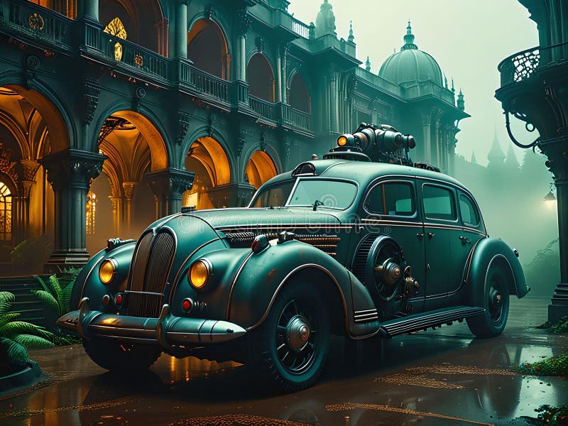 Vintage Steampunk Vehicle a Gothic Romance Stock Illustration ...