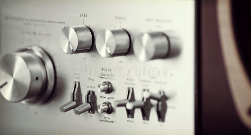 Vintage Stereo Audio Amplifier Front Panel Volume Knob Stock Photo ...