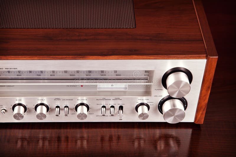 Vintage Stereo Radio Receiver Stock Photo - Image of analog, wooden ...