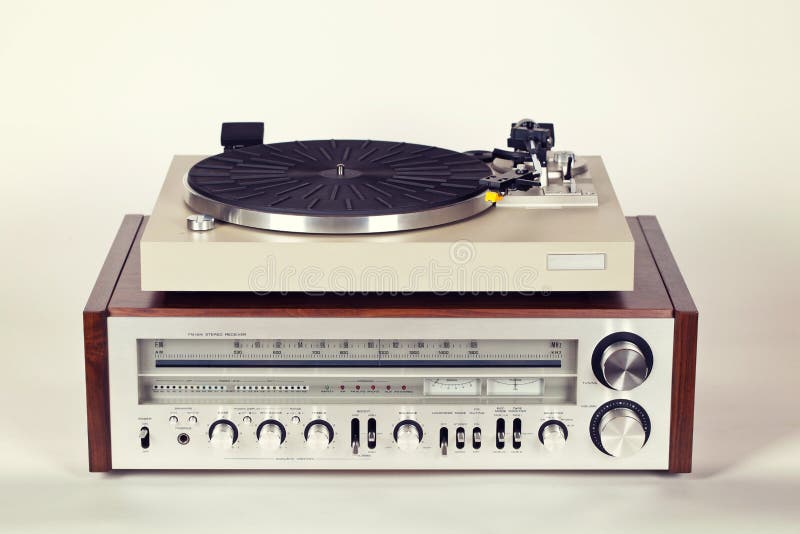 Vintage Stereo Radio Receiver with Record Player Turntable Stock Photo ...