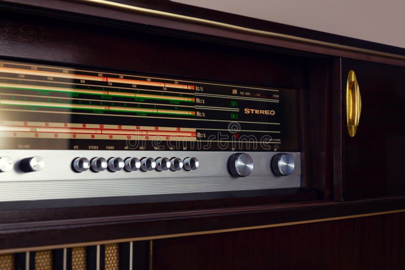 Vintage Stereo Radio, Retro Console Front Panel Stock Photo - Image of ...