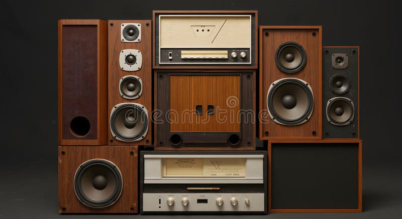 Vintage Stereo System: a Retro Audio Setup Stock Illustration ...
