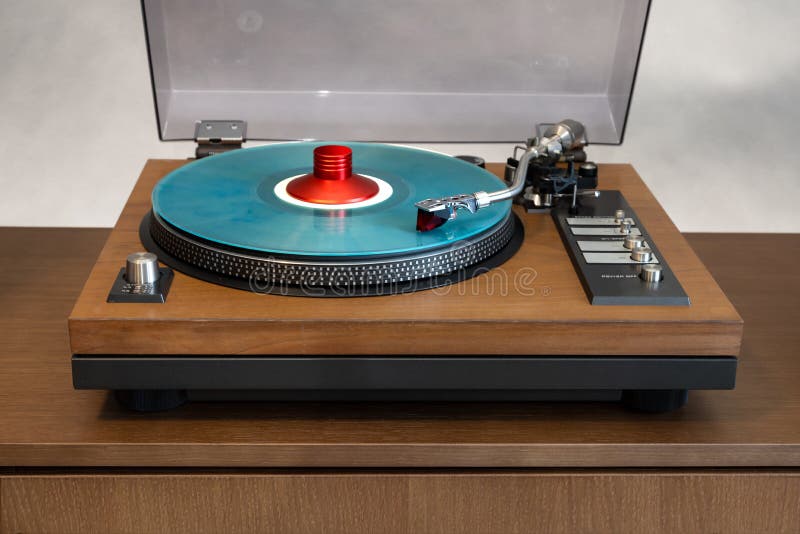 Vintage Stereo Turntable Vinyl Record Player With Open Plastic Lid Stock Image Image Of Vinyl