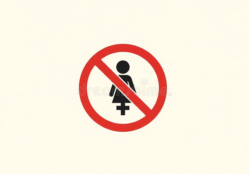 Vintage Sticker with Prohibited Female Symbol Vector Stock Vector ...