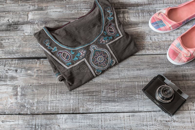 Still Life of Random Objects of Modern Woman.Aerial View Stock Photo ...