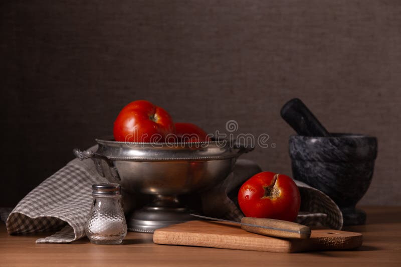 Vintage Still Life with Red Ripe Tomatoes Stock Image - Image of ...