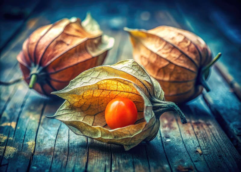 A Vintage Still Life Study of a Decaying Physalis a CloseUp Exploration ...