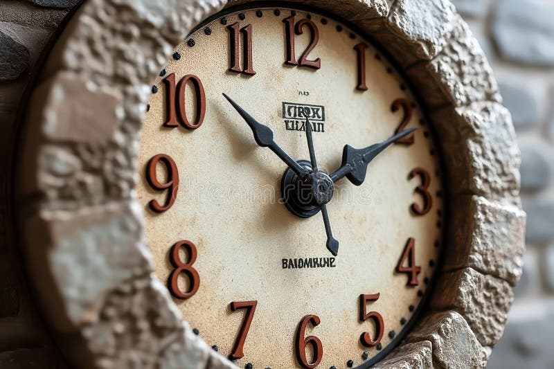Vintage Stone Wall Clock Design Stock Illustration - Illustration of ...