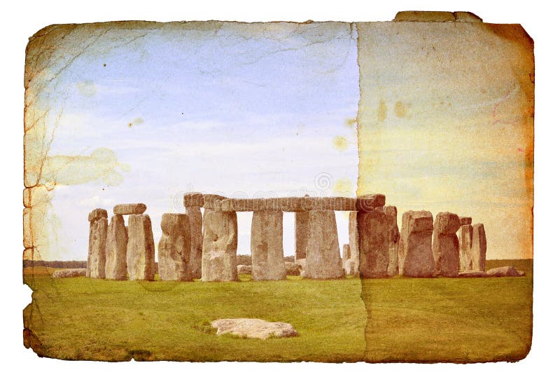 Vintage Stonehenge Image on Old Paper. Stock Image - Image of scratched ...