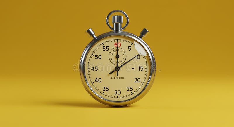 Vintage Stopwatch Timer on Yellow Background: Classic Analog Countdown ...
