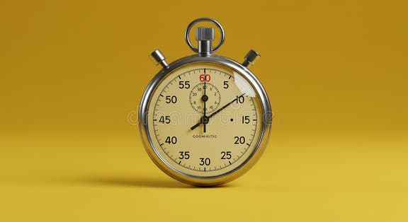 Vintage Stopwatch Timer on Yellow Background: Classic Analog Countdown ...