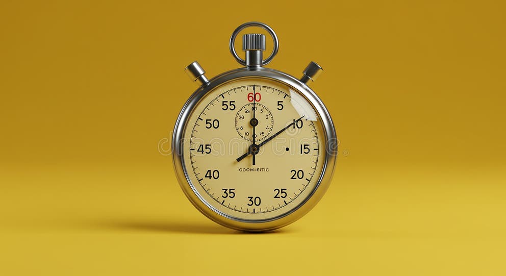 Vintage Stopwatch Timer on Yellow Background: Classic Analog Countdown ...