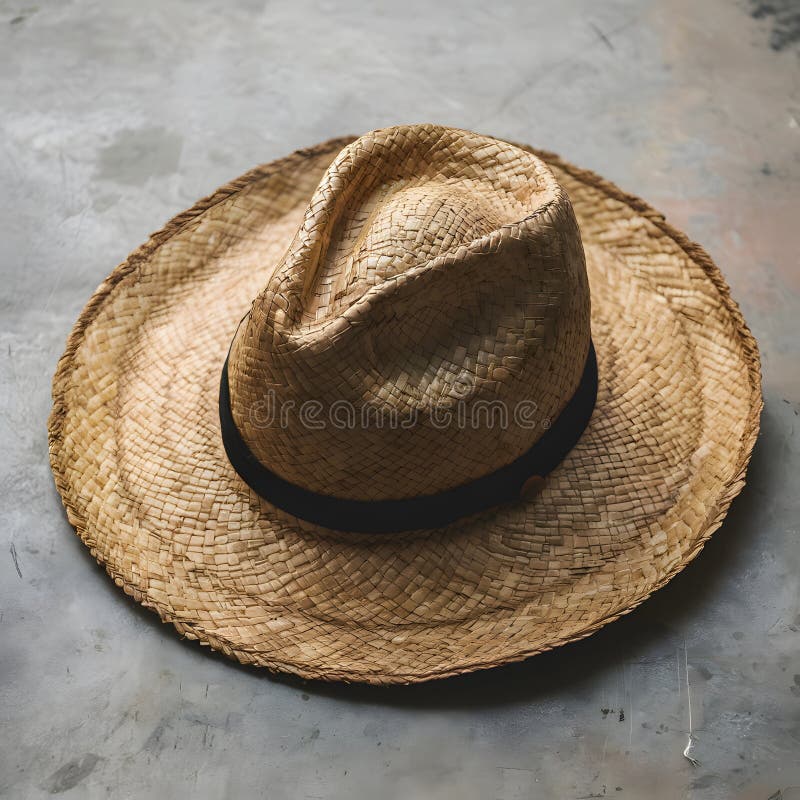 Vintage Straw Hat Rests on a Textured Surface, Evoking Nostalgia Stock ...