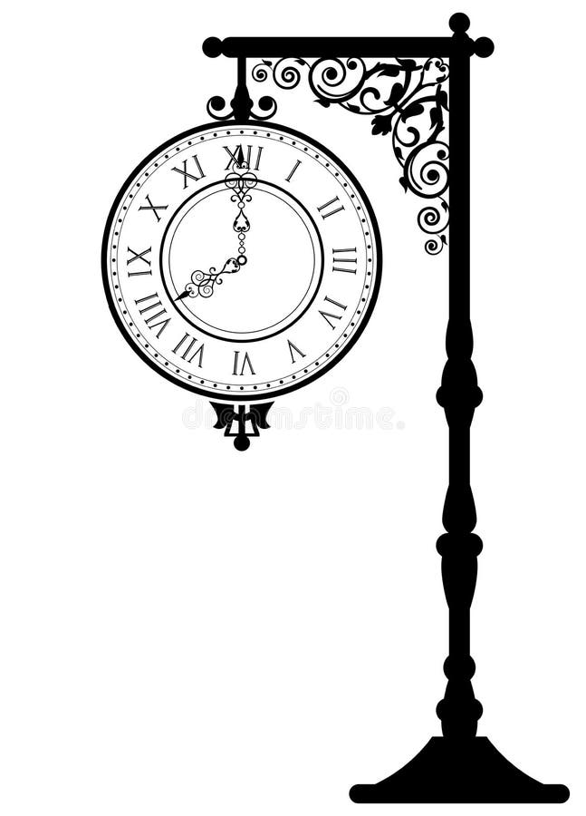 Vintage street clock stock vector. Illustration of arrow - 34181411