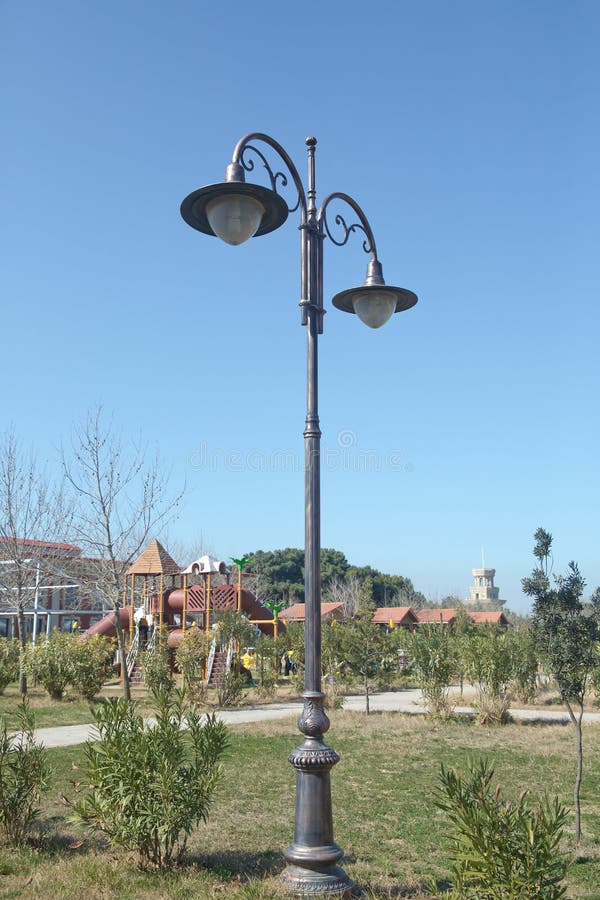 Vintage Street Light.black Street Lamp in an Open Blue Sky . Street ...