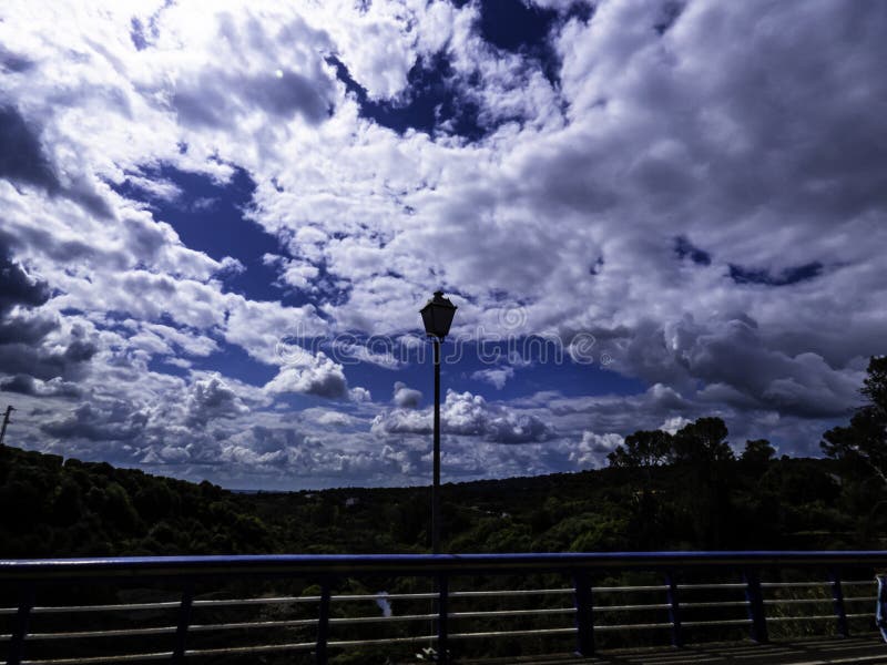 Vintage Street Light Under a Cloudy Sky Stock Photo - Image of nature ...
